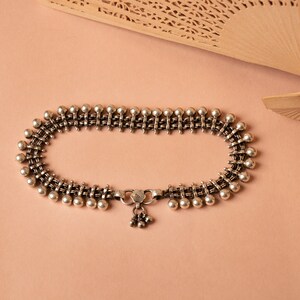 Handmade Oxidized Sterling Silver Jali Ball Anklet, Boho Chain - Etsy
