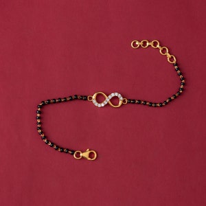 925 Sterling Silver Adya Infinity Knot Gold Plated Hand Mangalsutra, Handcrafted Indian Silver ...