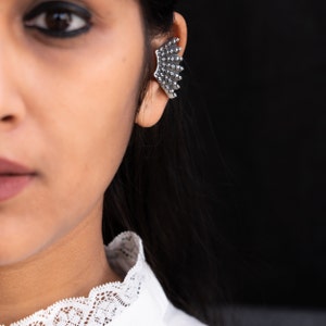 925 Sterling Silver Shyle Daana Detailed Pankhi Ear Clip On, Vintage ...