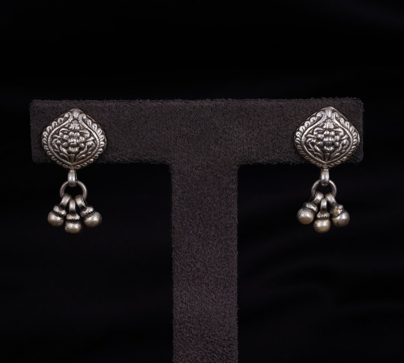 925 Sterling Silver Adya Intricate Ghughri Studs, Handcrafted Indian ...