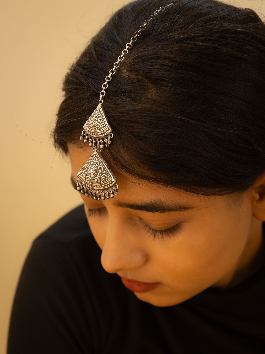 925 Sterling Silver Mizoya Intricate Two Layer Ghughri Maangtika ...