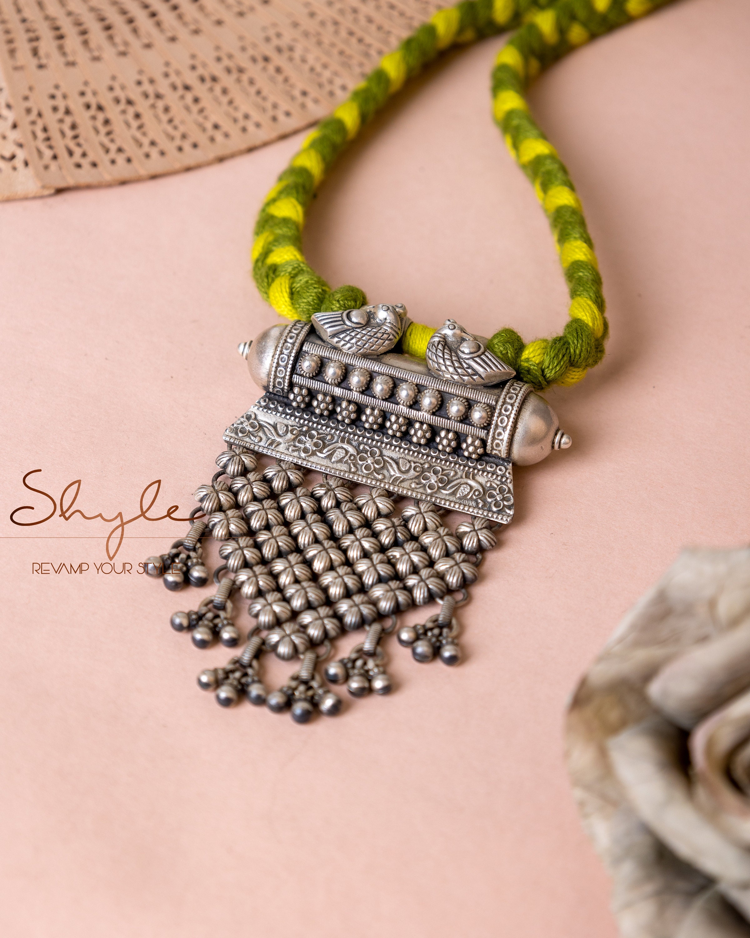 Tattva Dual Peacock Intricate Jali Dori Necklace, Handcrafted 925 ...