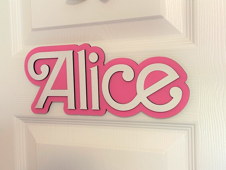 Personalized Barbie Door Plaque Font Bedroom Name Custom Pink Barbie ...