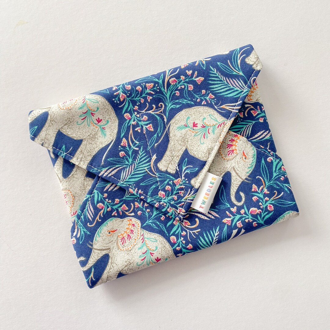 Zero Waste Sandwich Wrap, Reusable Lunch Bag, Blue Elephant Floral ...