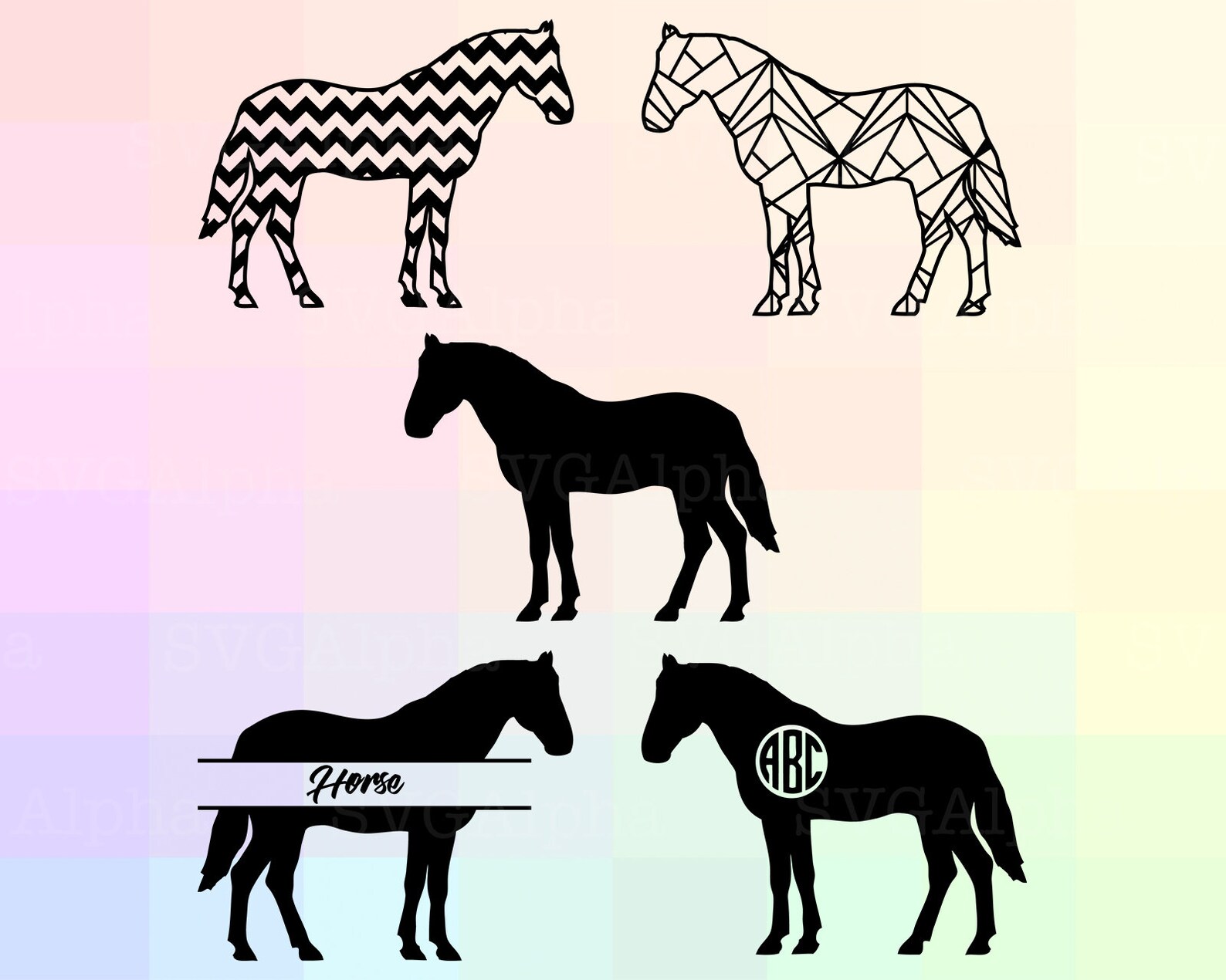 Cheval fichier SVG monogramme cheval Cricut SVG diviser | Etsy