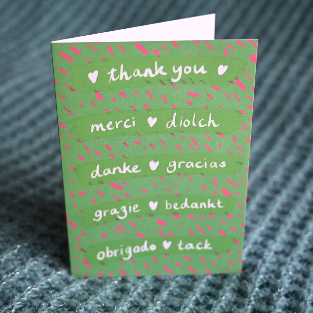 Multi Language Thank You Card | Bilingual Card | Quirky Card - Etsy