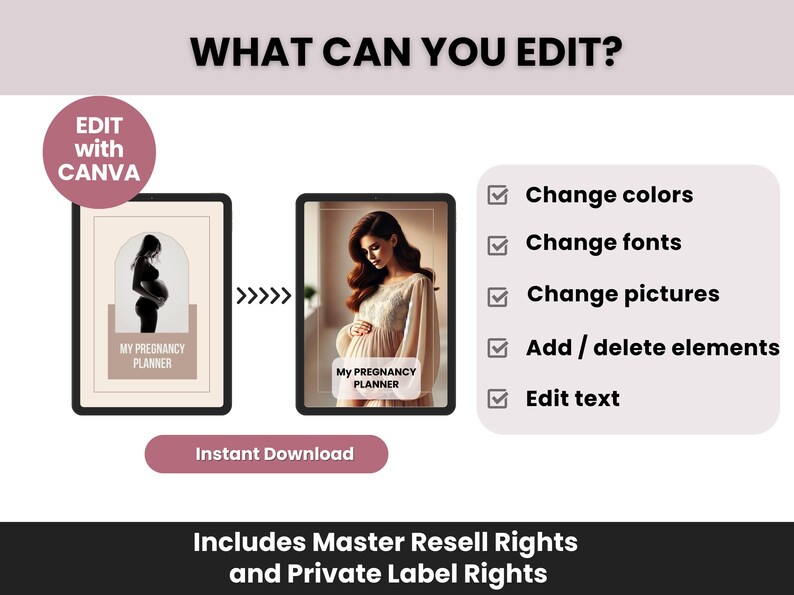 Digital Pregnancy Bundle With MRR and PLR, Canva Template Pregnancy ...