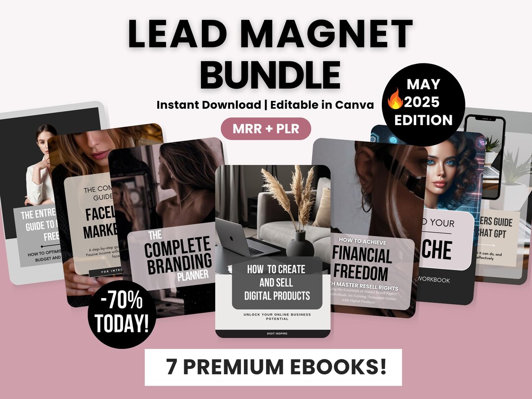 Lead Magnet Ebooks for Digital Marketing With MRR & PLR, Editable Lead ...