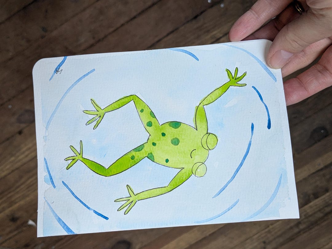 Relaxing Frog Greeting Card - Etsy