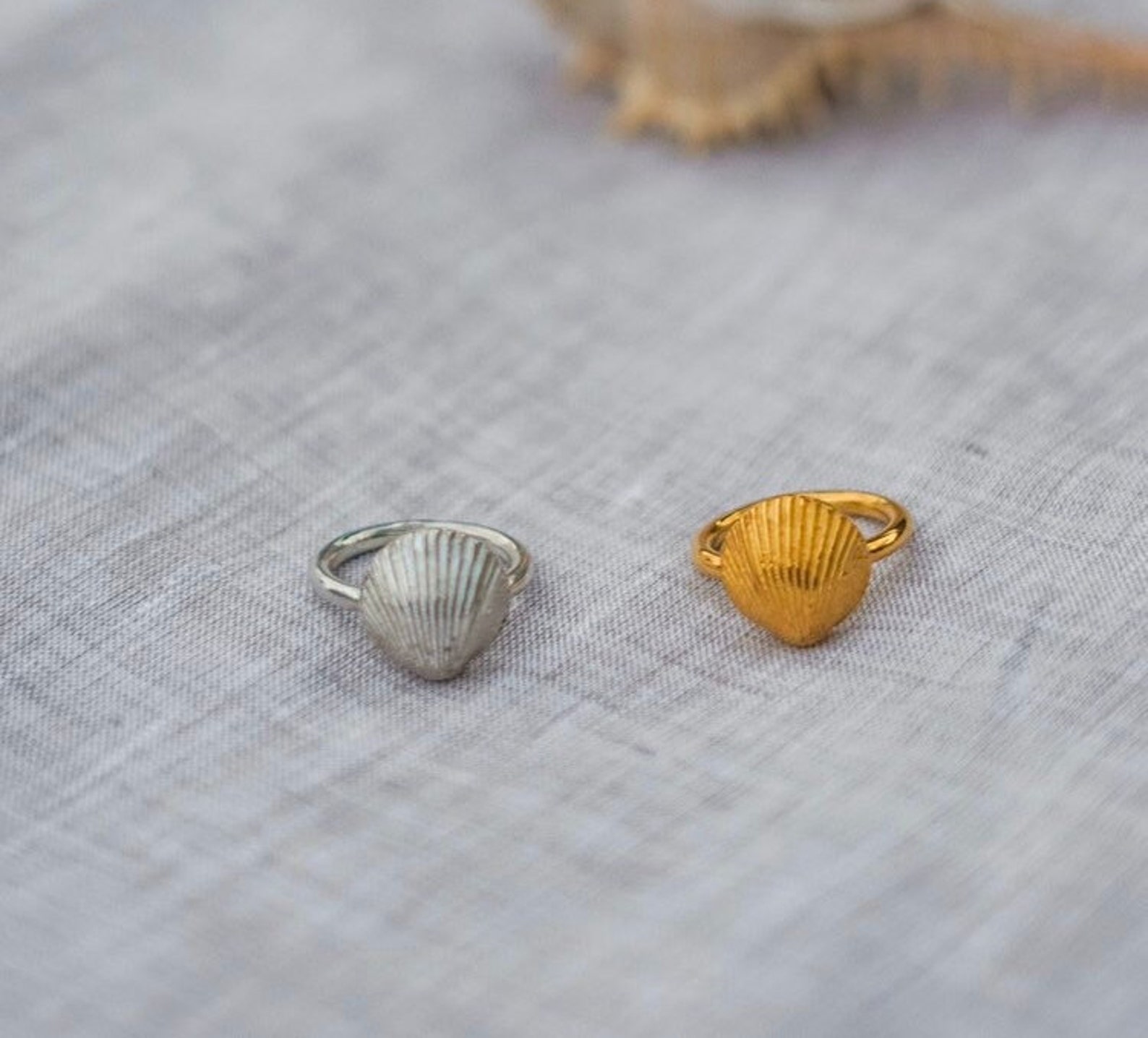 Silver Shell Ring Sterling Silver Ring Goldplated Shell - Etsy