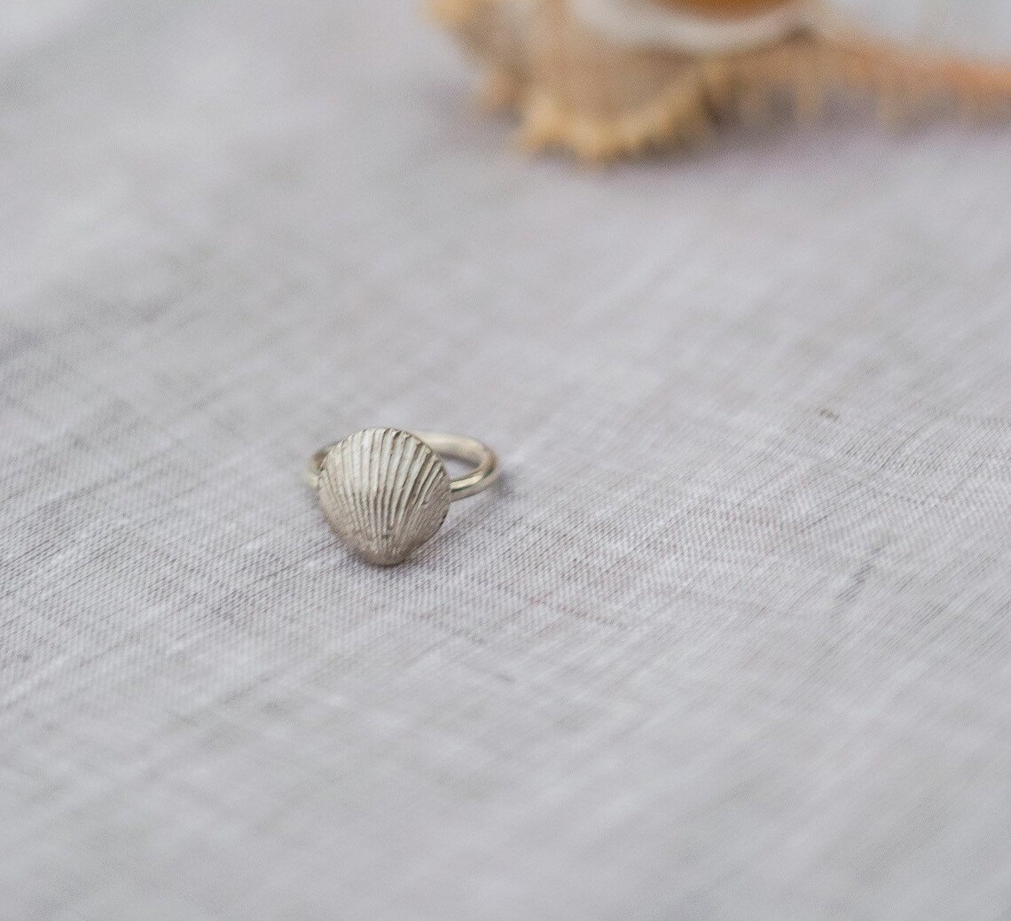 Silver Shell Ring Sterling Silver Ring Goldplated Shell - Etsy