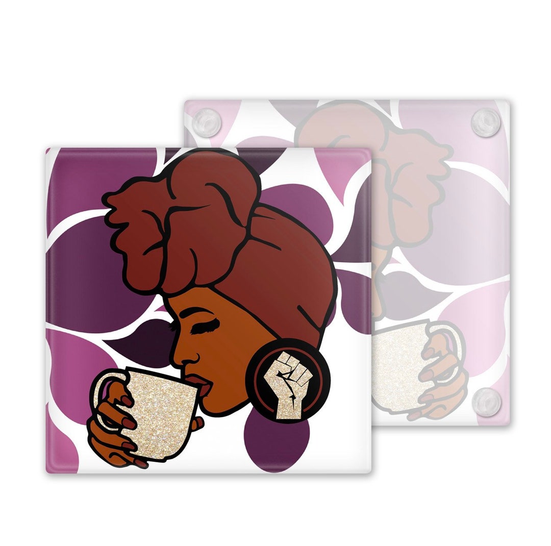 Set of 4, Afrocentric Glass Coasters, African American Glass Coasters ...