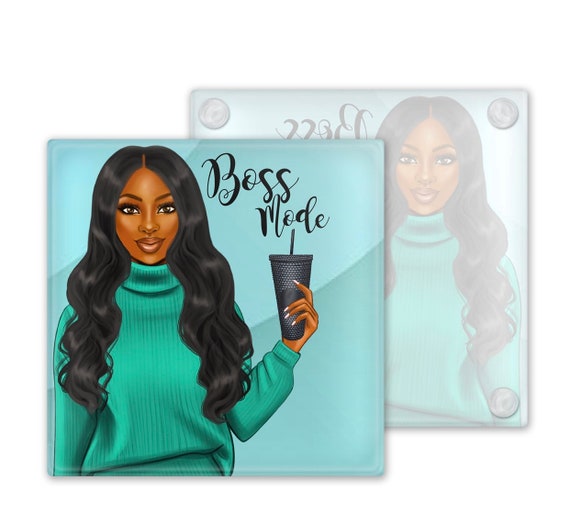 Set of 4 Afrocentric Glass Coasters African American Glass | Etsy