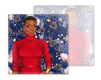 Set of 4, Afrocentric Glass Coasters, African American Glass Coasters ...