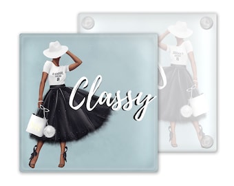 Set of 4, Afrocentric Glass Coasters, African American Glass Coasters ...