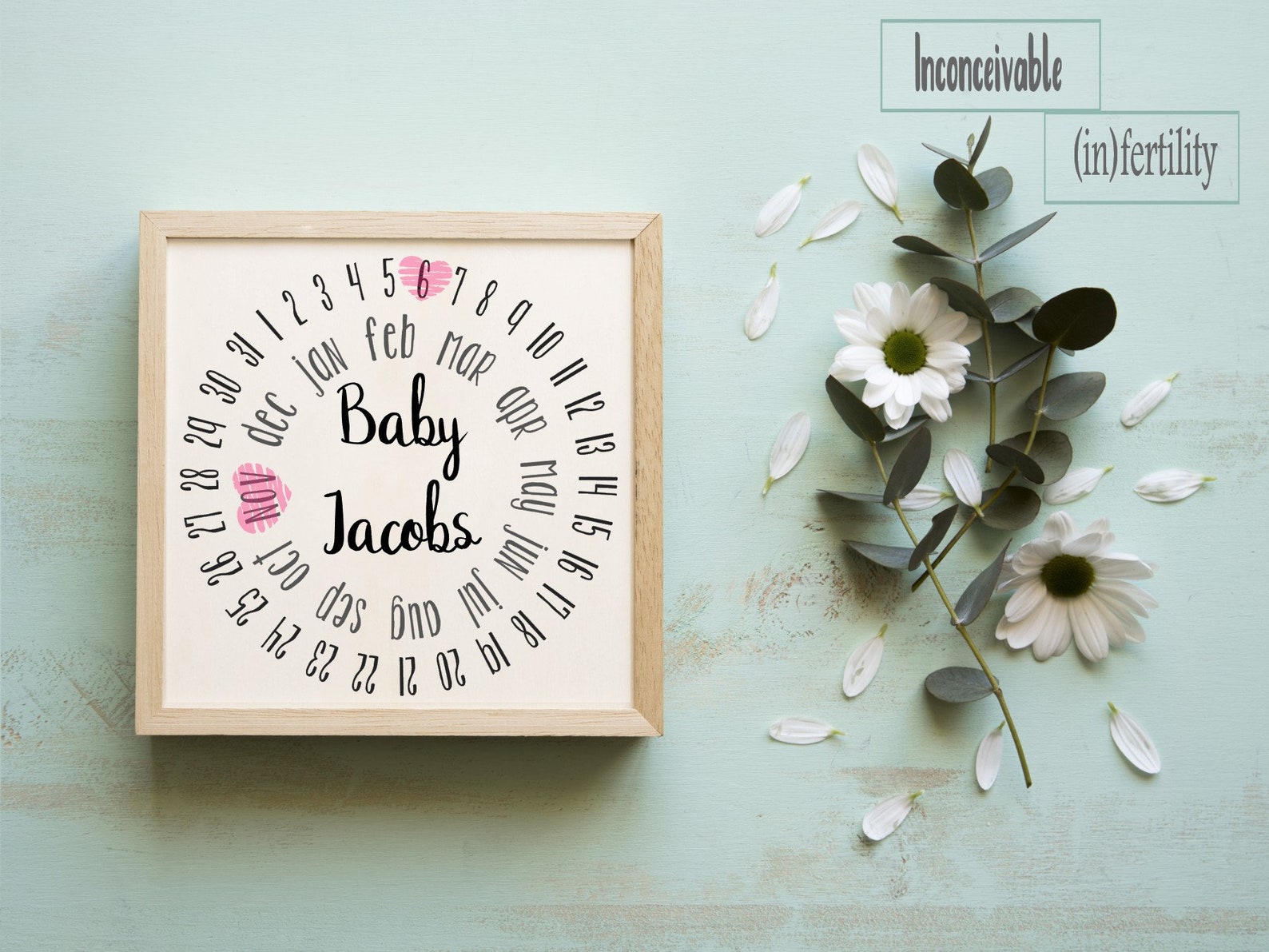 Baby Due Date Calendar Square Digital - Etsy