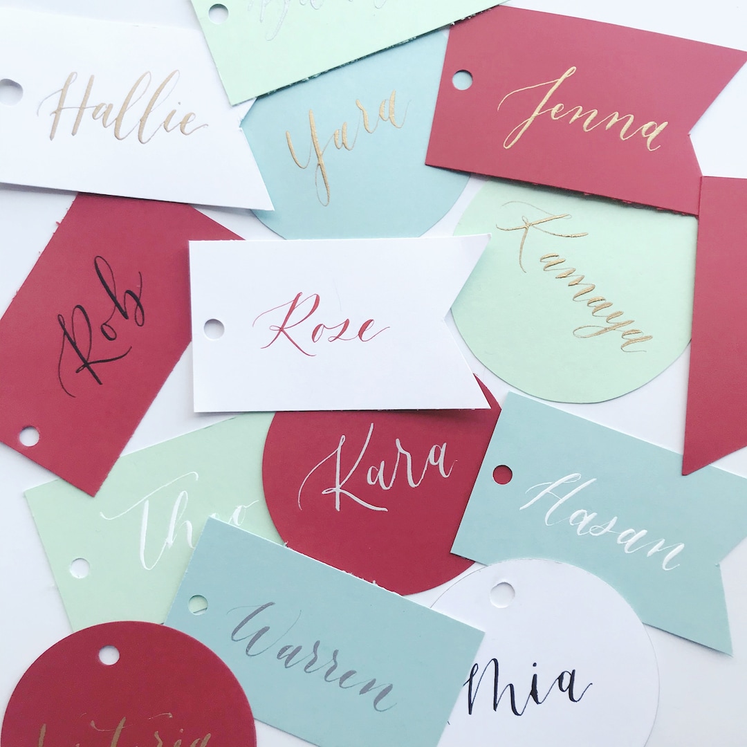Christmas Gift Tags With Personalized Custom Calligraphy, Holiday Gift ...