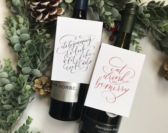 16 Personalized Christmas Gift Tag Eat Drink and Be Merry - Etsy