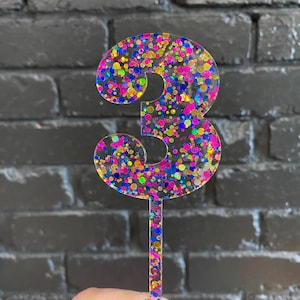 Blue, Gold and Purple Glitter Number Cake Topper, Custom Cake Number ...