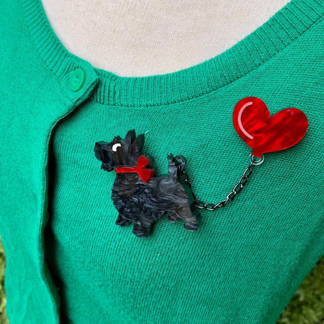 Scottie Dog Brooch, Choose Your Balloon and Collar Colour, Acrylic ...