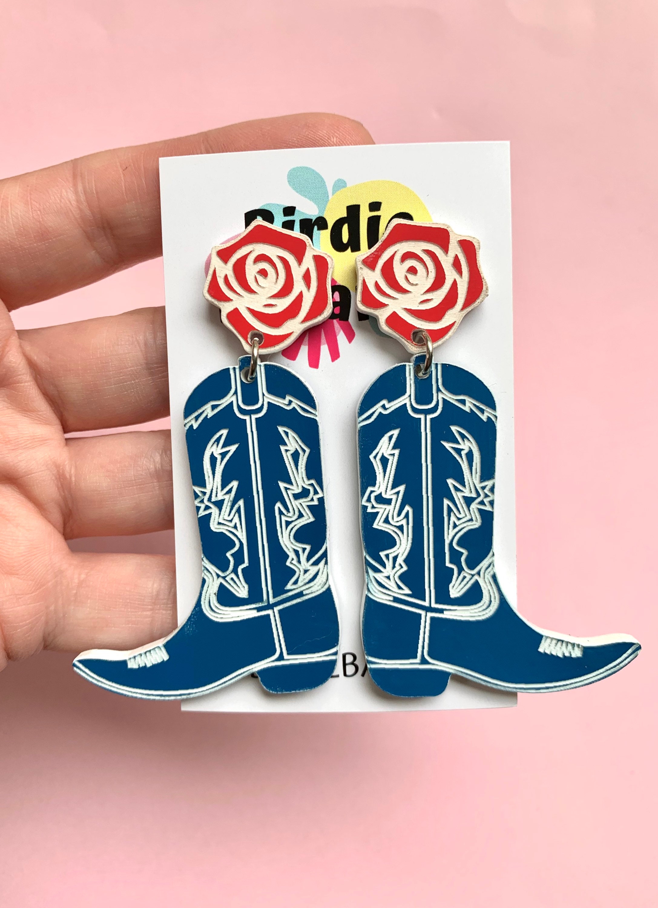 Cowboy Boots Earrings, Big Acrylic Earrings, Southwestern Jewelry for ...