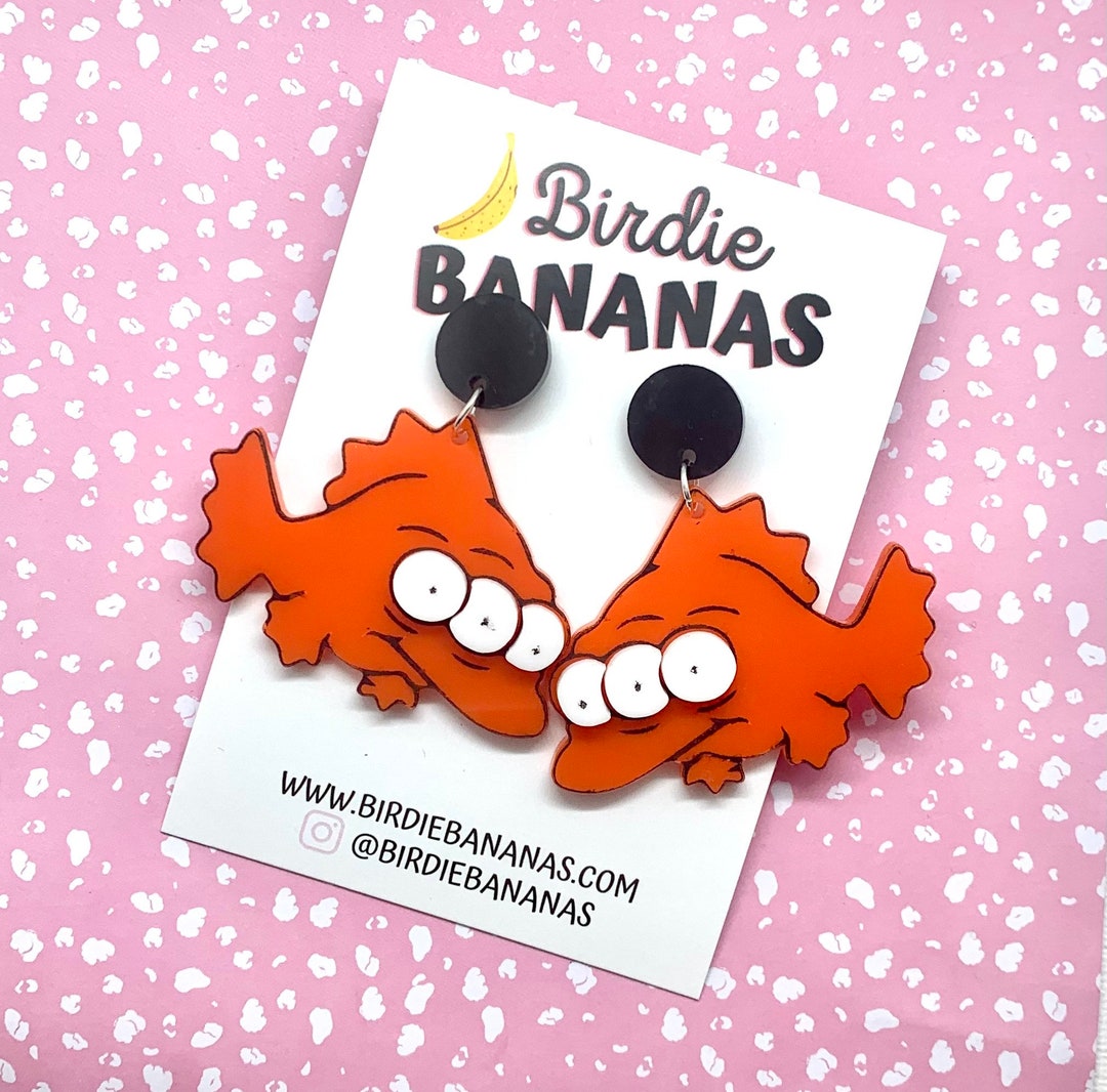 Simpsons 3 Eye Fish Earrings, Big Acrylic Earrings, Quirky Gifts, Y2K ...