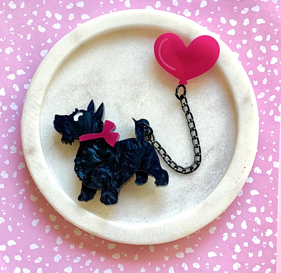 Scottie Dog Brooch, Acrylic Brooch, Vintage Brooch, Scottish Terrier ...