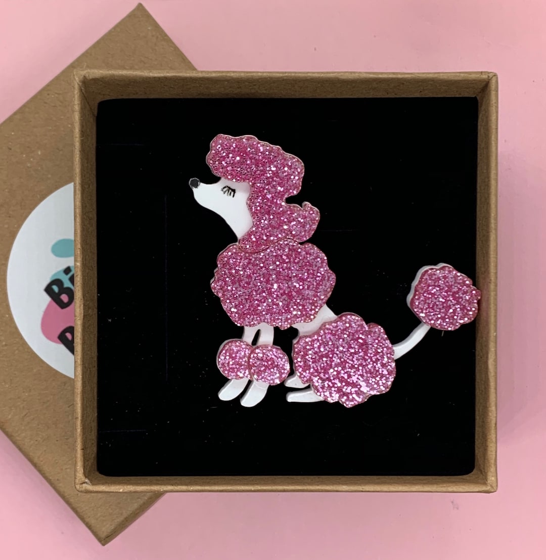 Pink Poodle Brooch, Vintage Poodle Brooch, Poodle Jewellery, Acrylic ...