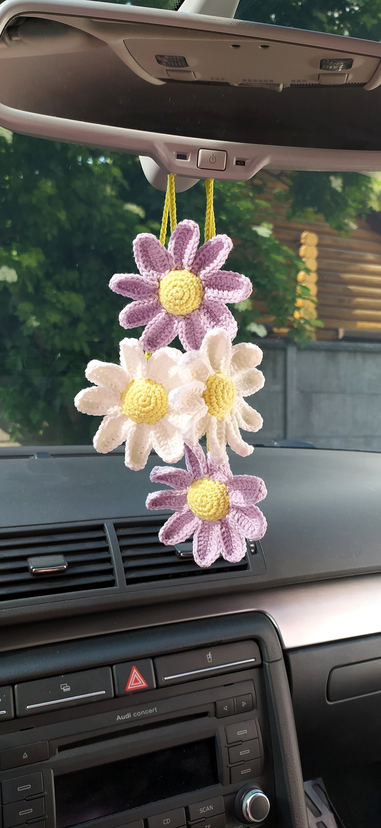Crochet Daisy Car Mirror Accessories, Cute Car Decoration for Women ...