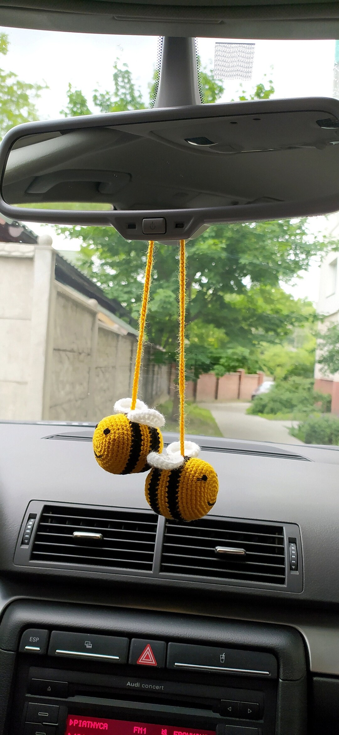 Cute Bee Car Accessory, Crochet Bumblebee Car Mirror, Car Accessory for ...