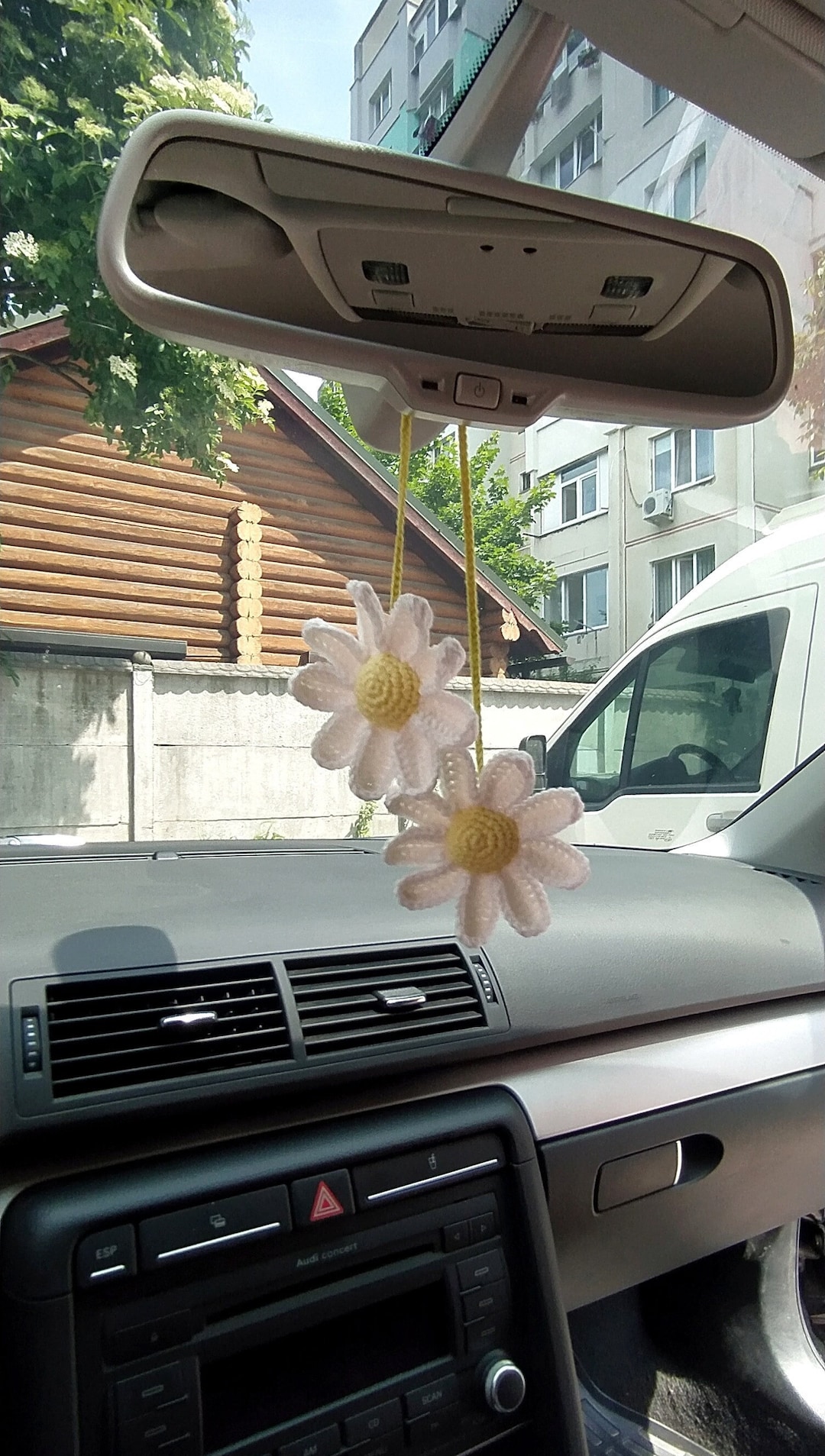 Crochet Daisy Car Mirror Accessories Cute Car Decoration for - Etsy