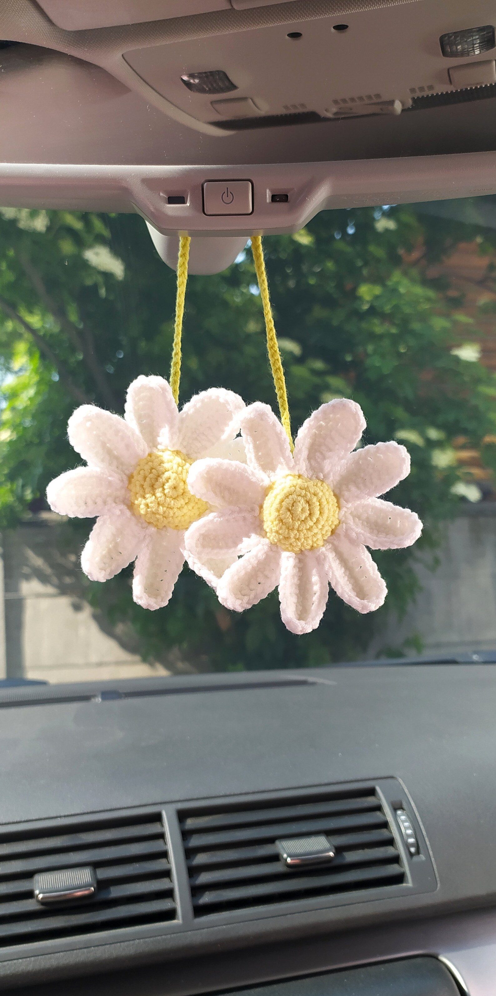 Crochet Daisy Car Mirror Accessories, Cute Car Decoration for Women ...