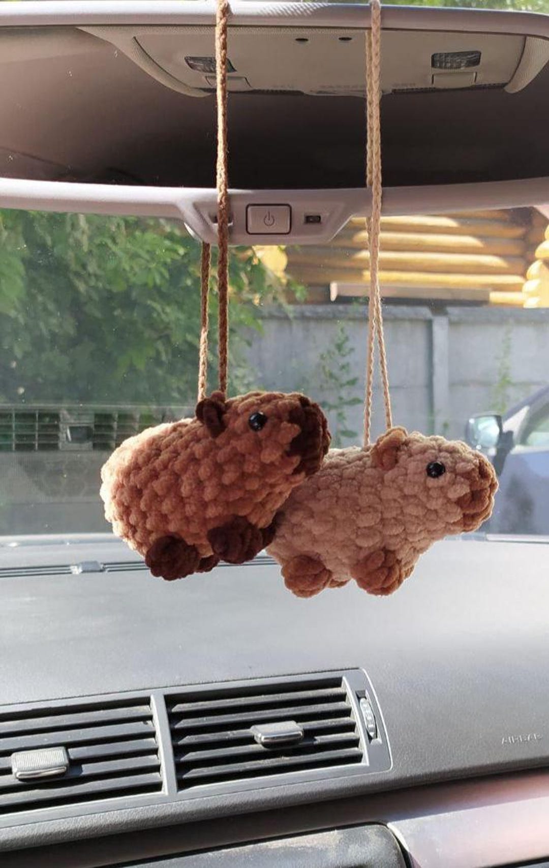 Crochet Plush Baby Capybara Car Mirror Accessory, Interior Rear View ...