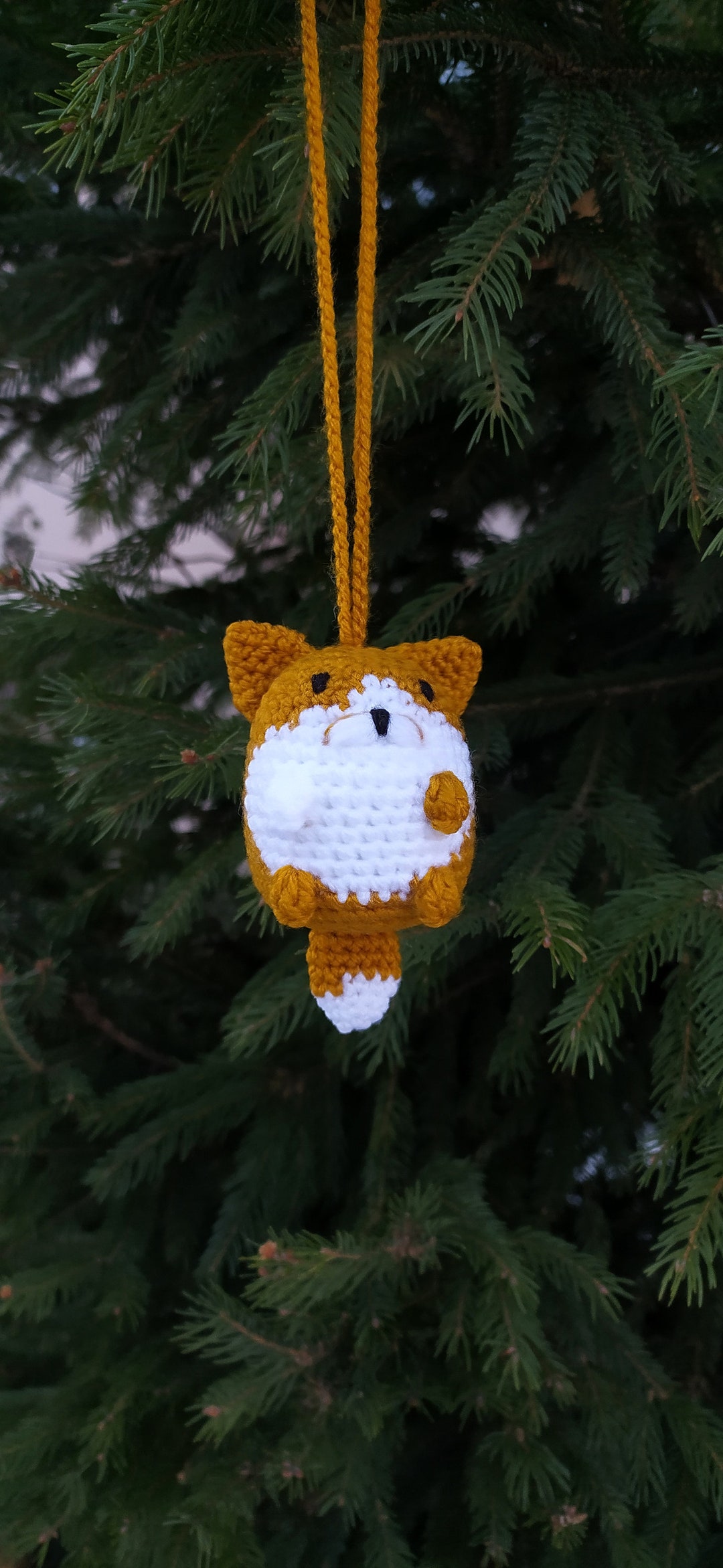 Cute Crochet Fox Car Rear View Mirror Accessories, Handmade Orange Fox ...