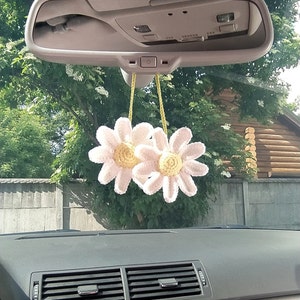 Crochet Daisy Car Mirror Accessories Cute Car Decoration for - Etsy