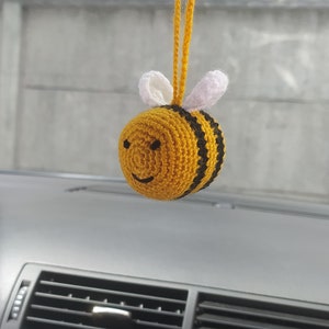 Cute Car Accessories for Women Crochet Bumblebee, Bee Car Rear View ...