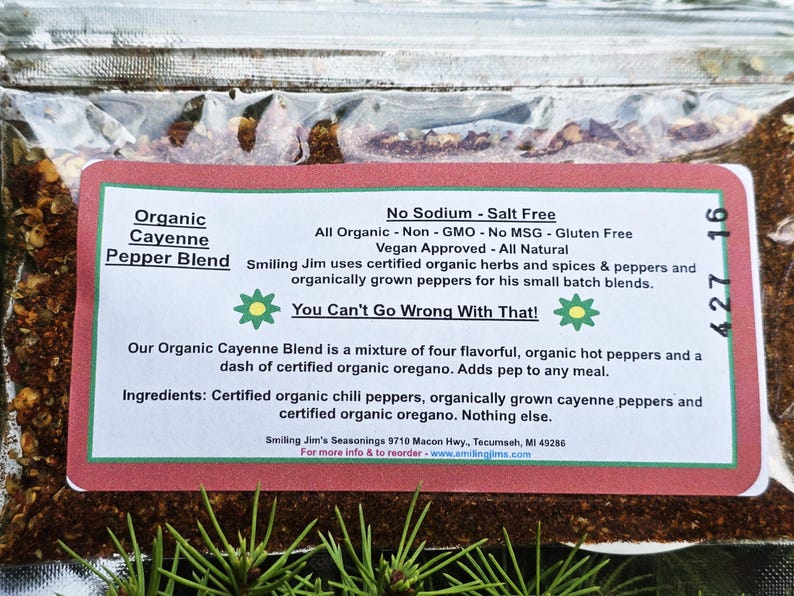 Organic Cayenne Pepper Blend Low Sodium No Chemicals Gluten Free Try It ...