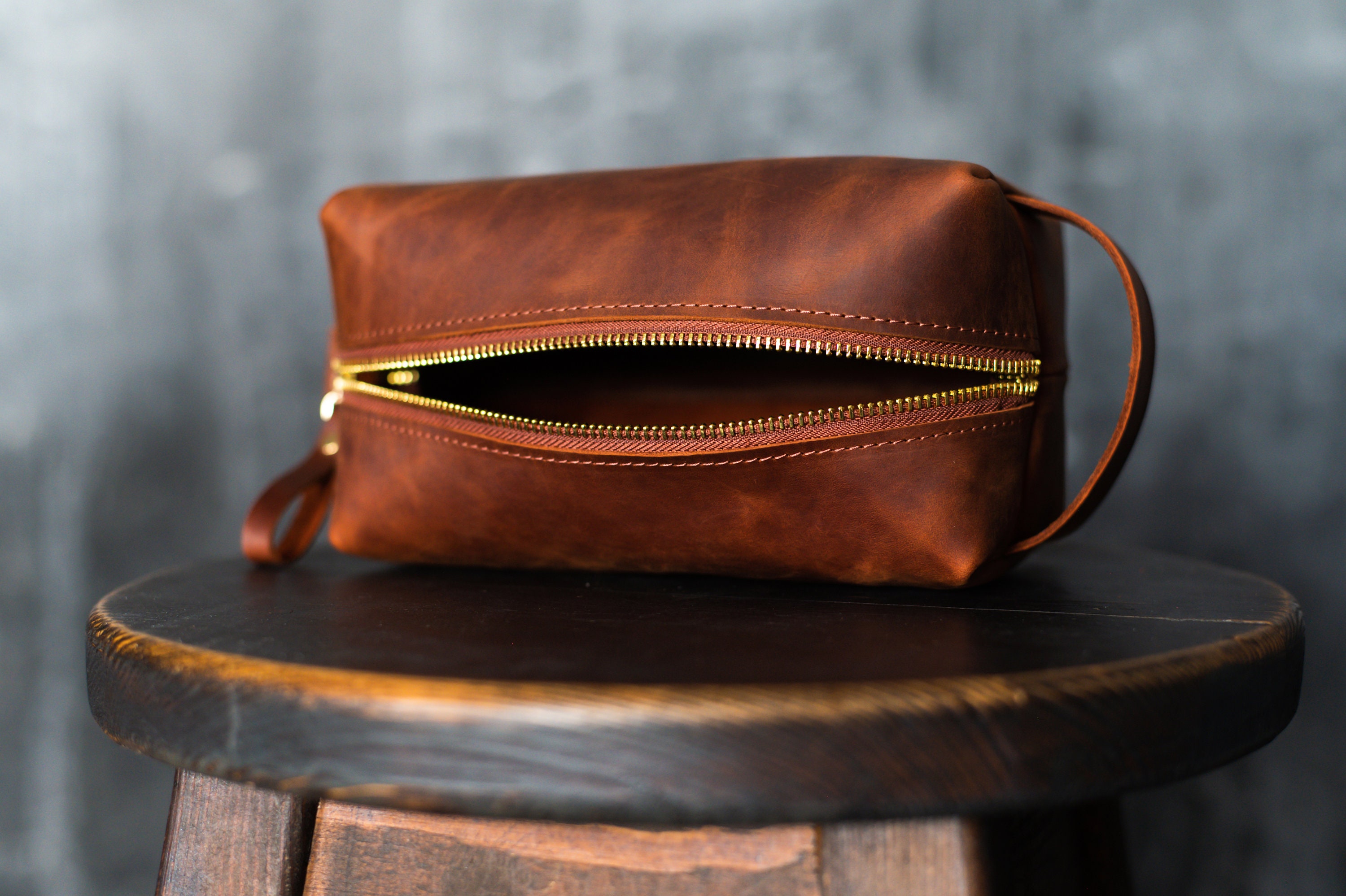 Personalized Leather Dopp Kit / Leather Toiletry Bag Personalized Gift ...