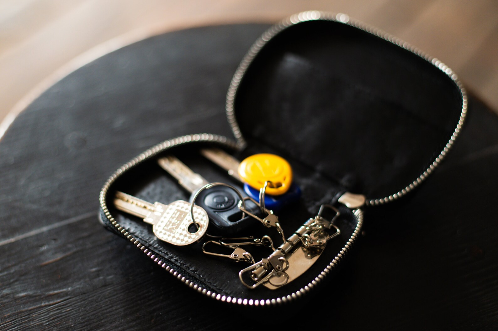 Key Organizer / Leather Key Case Black Key Wallet Leather Key Holder ...