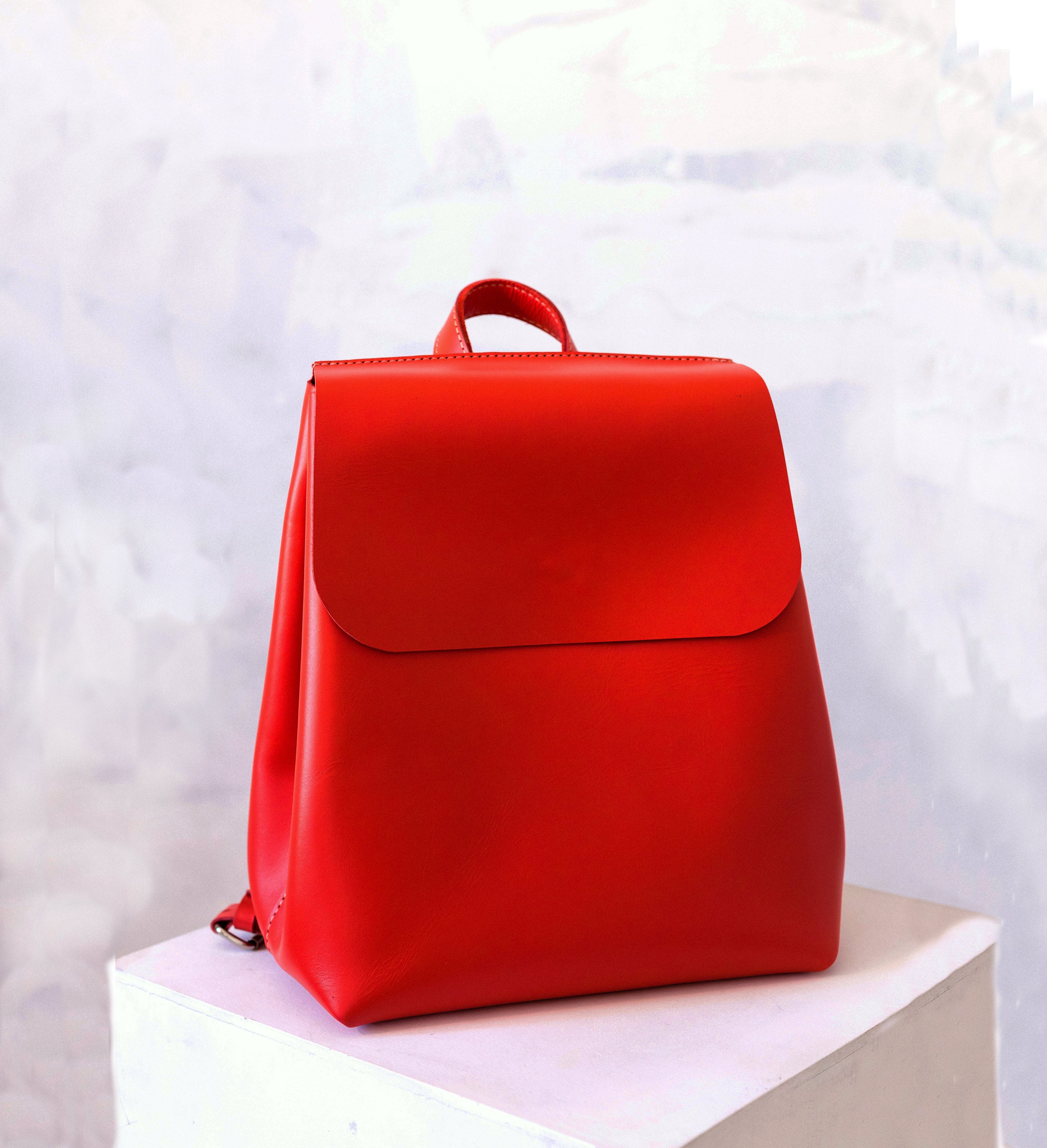 Women Leather Backpack / Red Backpack, Large Travel Backpack, Womens ...