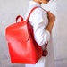 Women Leather Backpack / Red Backpack, Large Travel Backpack, Womens ...