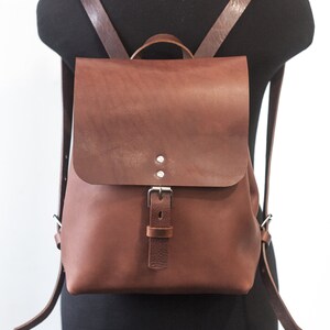Small Women Leather Backpack / Minimalist Brown Backpack, Travel ...