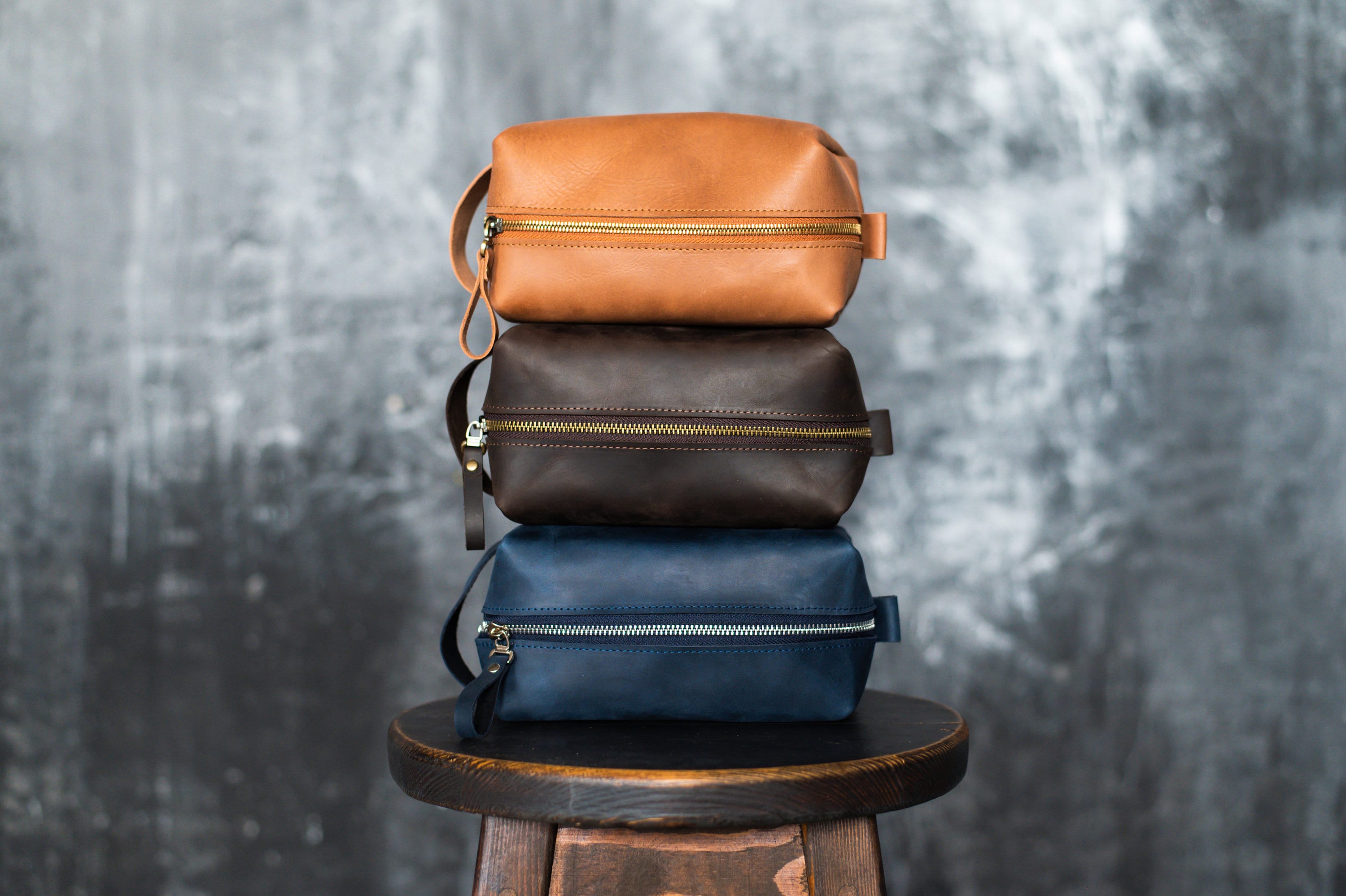 Personalized Leather Dopp Kit / Leather Toiletry Bag Personalized Gift ...