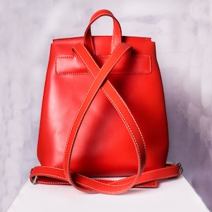 Women Leather Backpack / Red Backpack, Large Travel Backpack, Womens ...