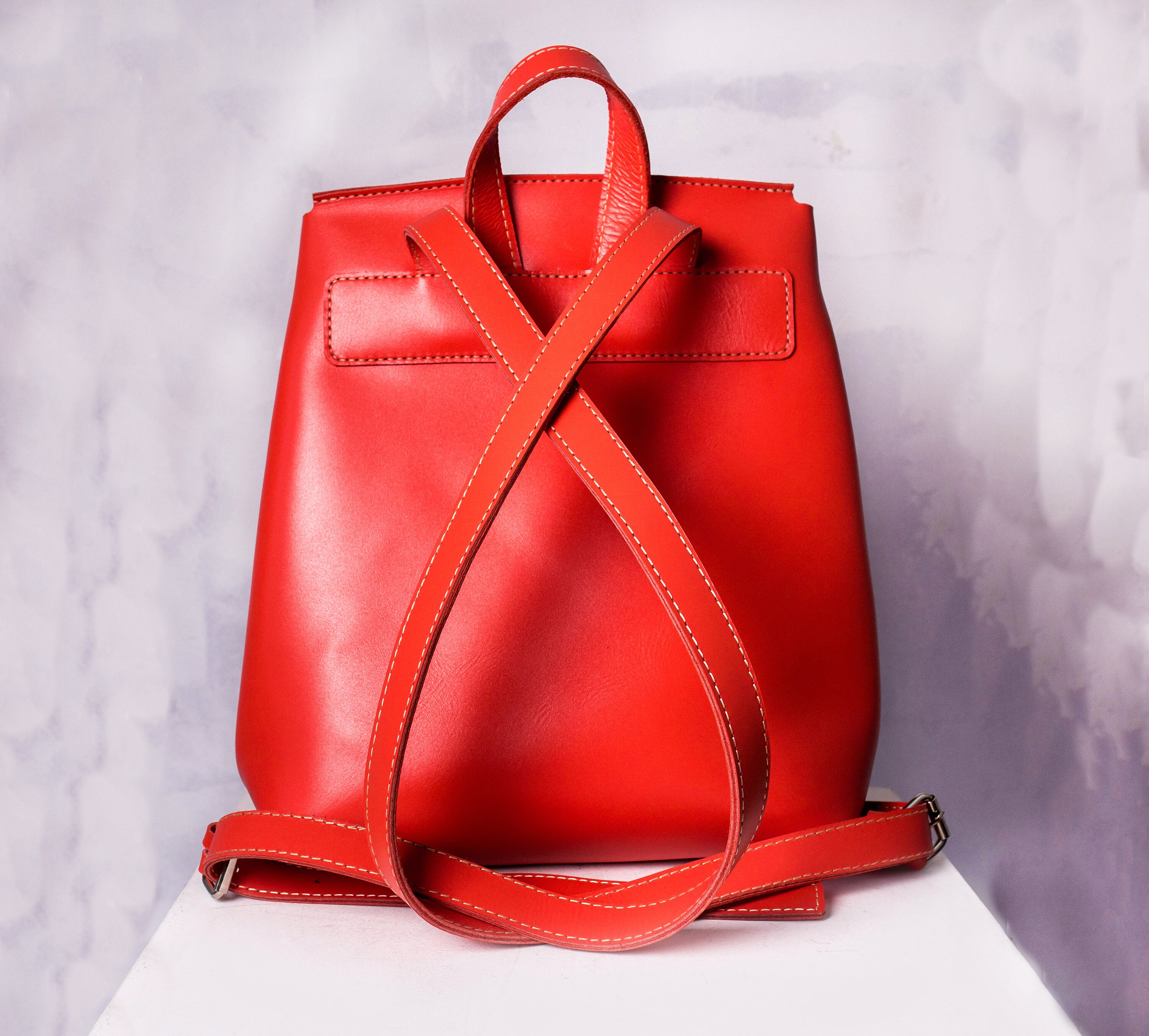 Women Leather Backpack / Red Backpack, Large Travel Backpack, Womens ...