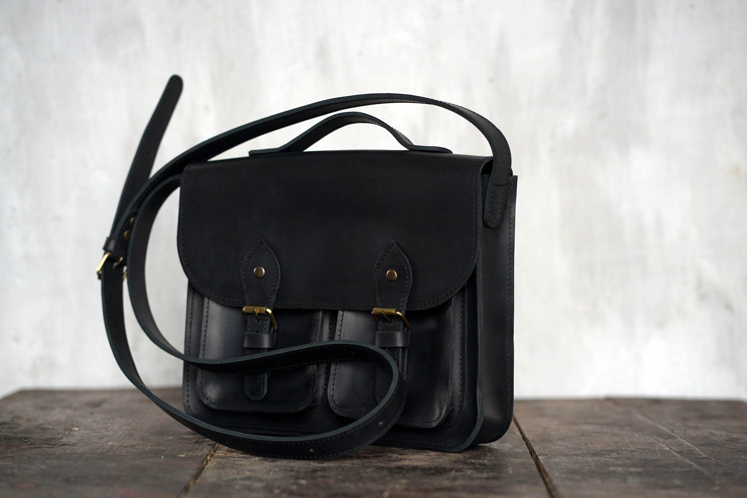 Small Black Women Leather Satchel, Personalized Crossbody Bag, Mini ...