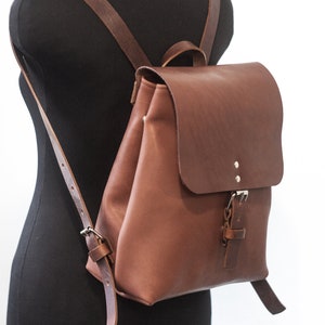 Small Women Leather Backpack / Minimalist Brown Backpack, Travel ...