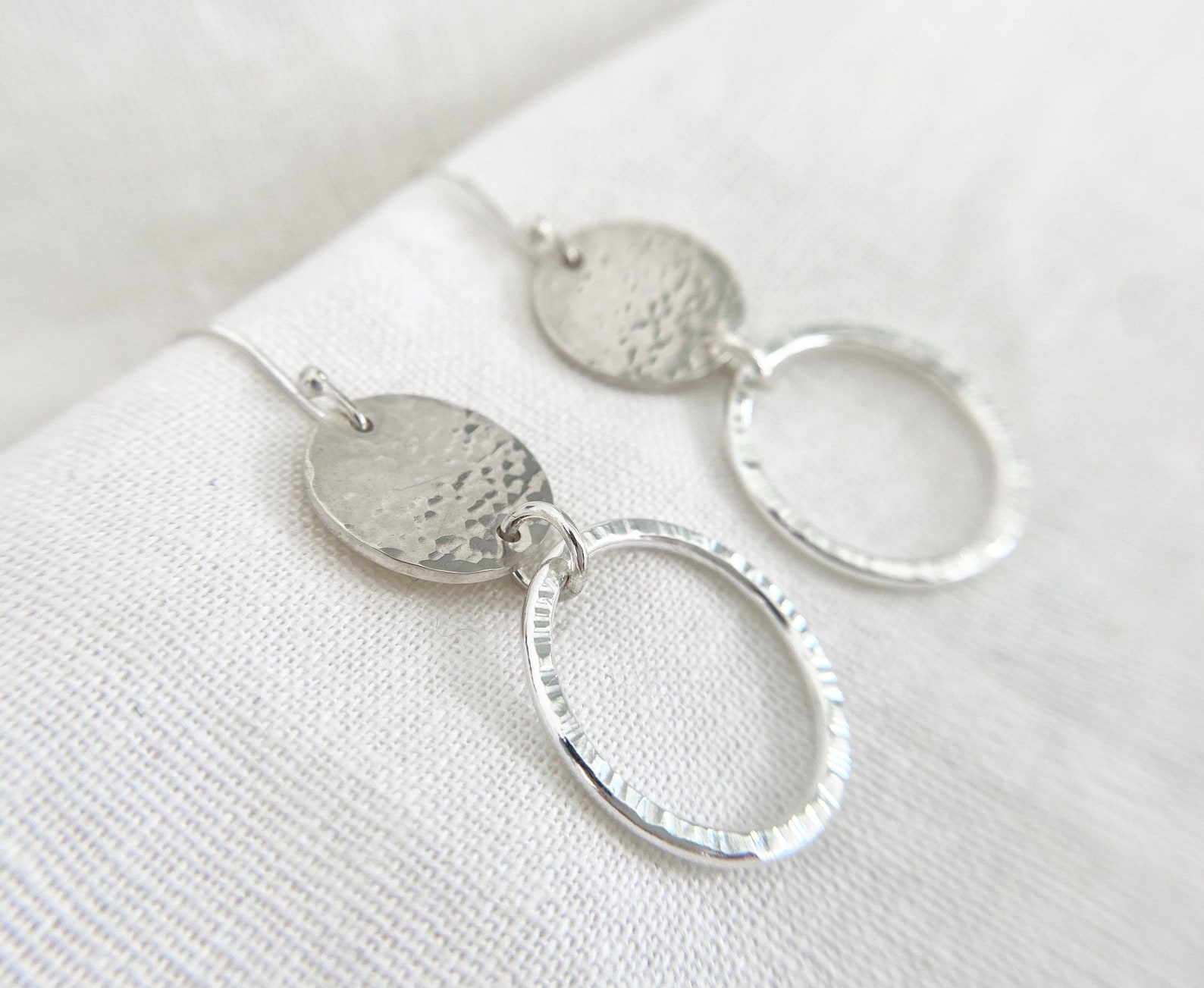 Silver Disc Hoop Earrings Circle Earrings Sterling Silver - Etsy UK