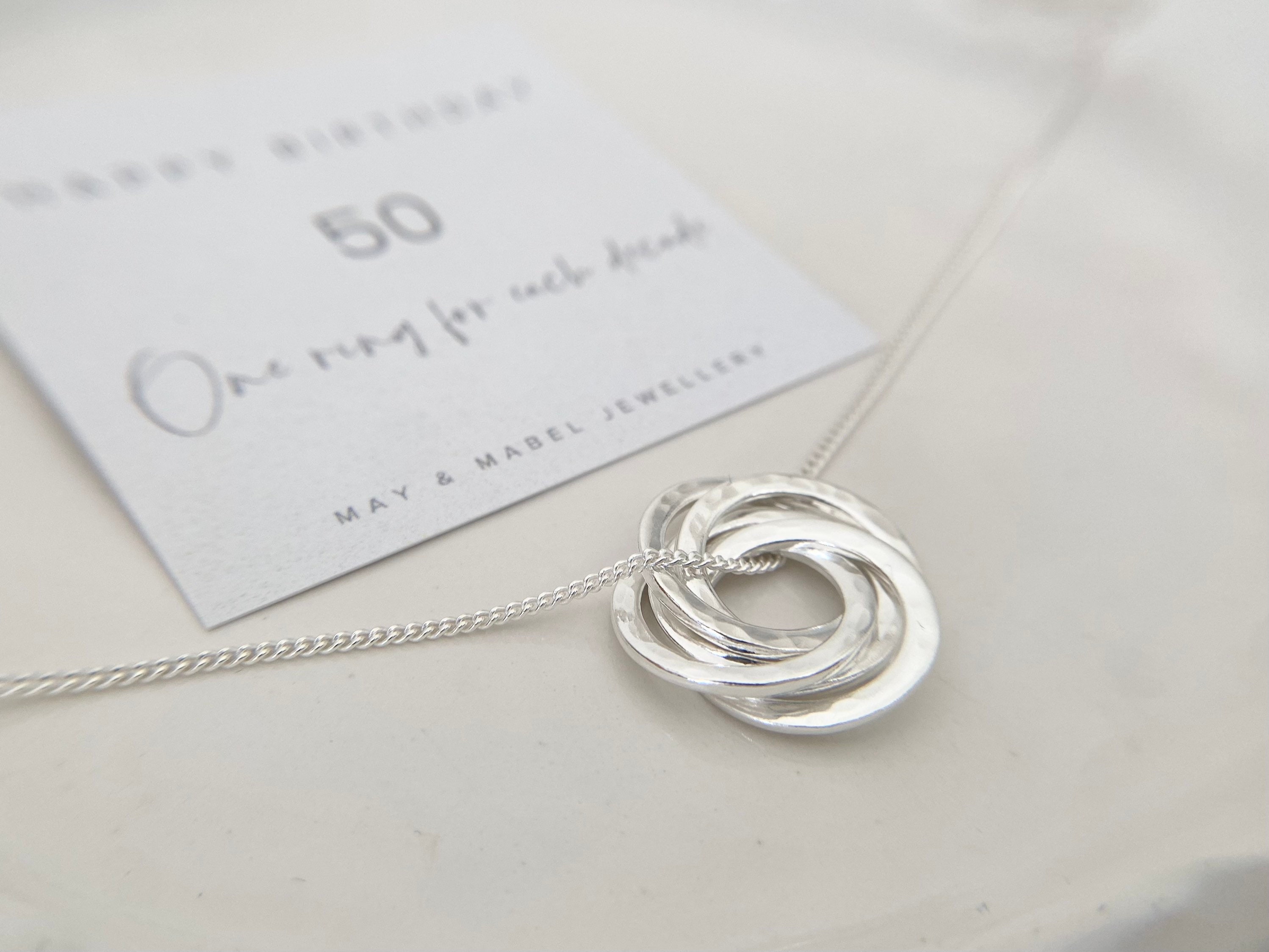 Five 5 Decades Necklace 50th Birthday Pendant, Interlocking Circles ...