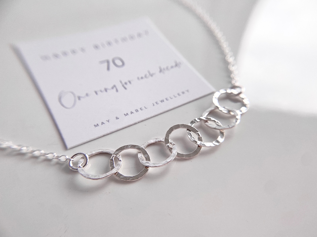 Handmade Silver 70th Birthday Necklace, 7 Decades Necklace, Gift for ...